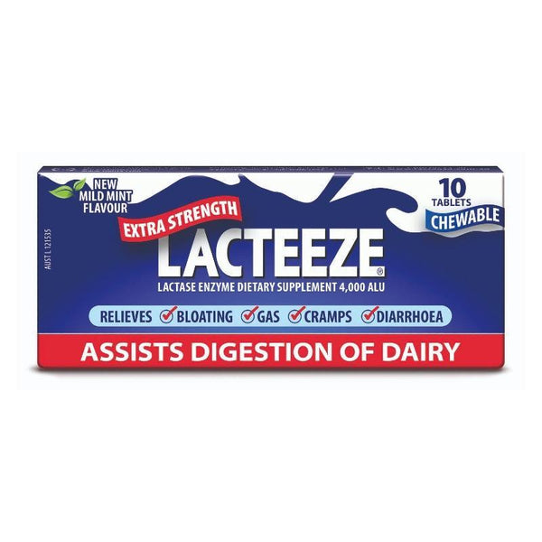 Lacteeze Extra Strength Chewable Tablets 10 - NZ Supplement