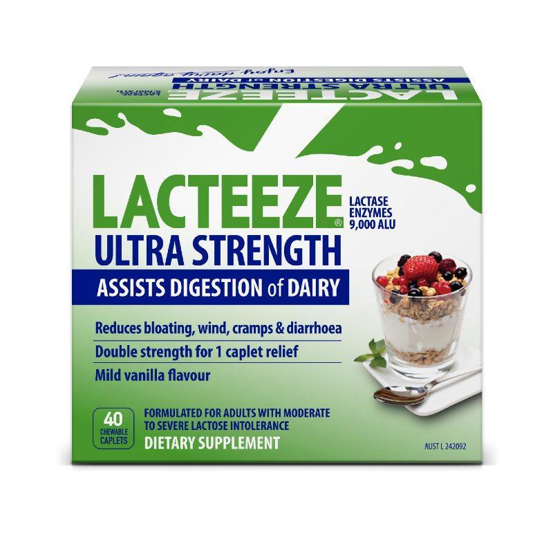 Lacteeze Ultra Strength Chewable Caplets 40 - NZ Supplement